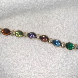 Jewelry | Vintage 9s Multi Color Gold Tone Bracelet | Poshmark